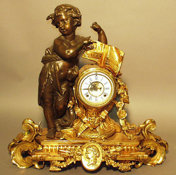 A Fine French Louis XV Style Gilt-Bronze and Patinated Bronze Fingural ...