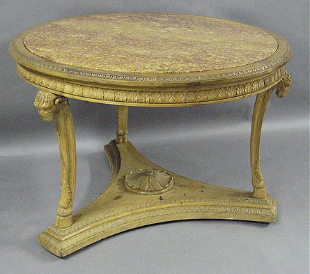 French 19th Century Regency Style Carved Blonde Oak Figural Round Table