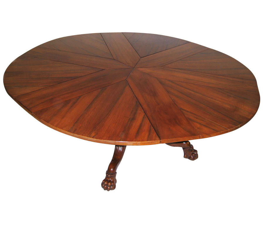 A Large Carved William IV Style Mahogany Segmented Top Circular Dining ...