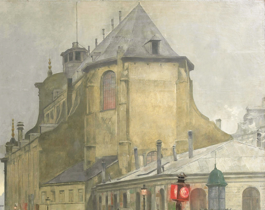 Franz (Bernard) Gailliard (Belgian, 1861-1932) "La Place Sainte Gudule ...