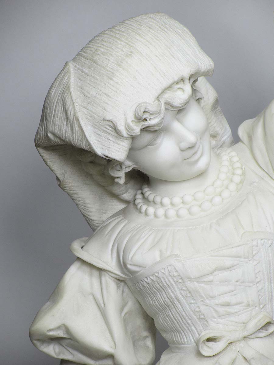 A Fine Italian 19th/20th Century Carved Carrara Marble Sculpture of a ...