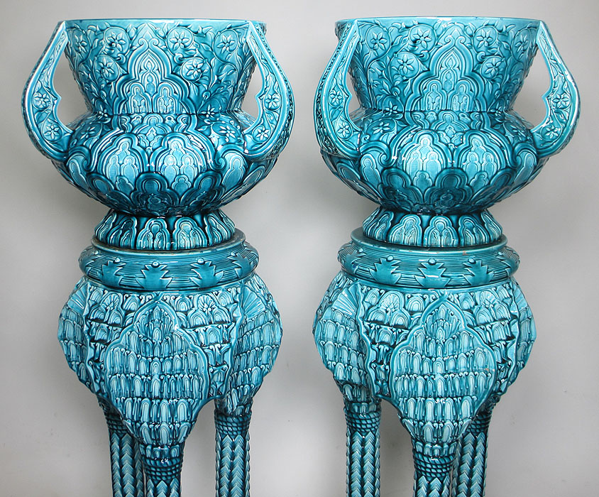 A Fine Pair of French 19th Century Moorish Style - Turquoise Glazed ...