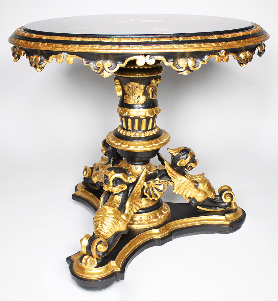 A Fine Italian 19th/20th Century Baroque Revival Style Ebonized and ...