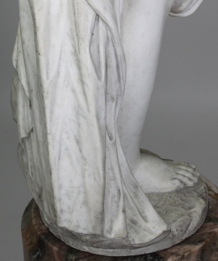 A Very Fine Italian 19th Century Carved Carrara Marble Figure of “The ...