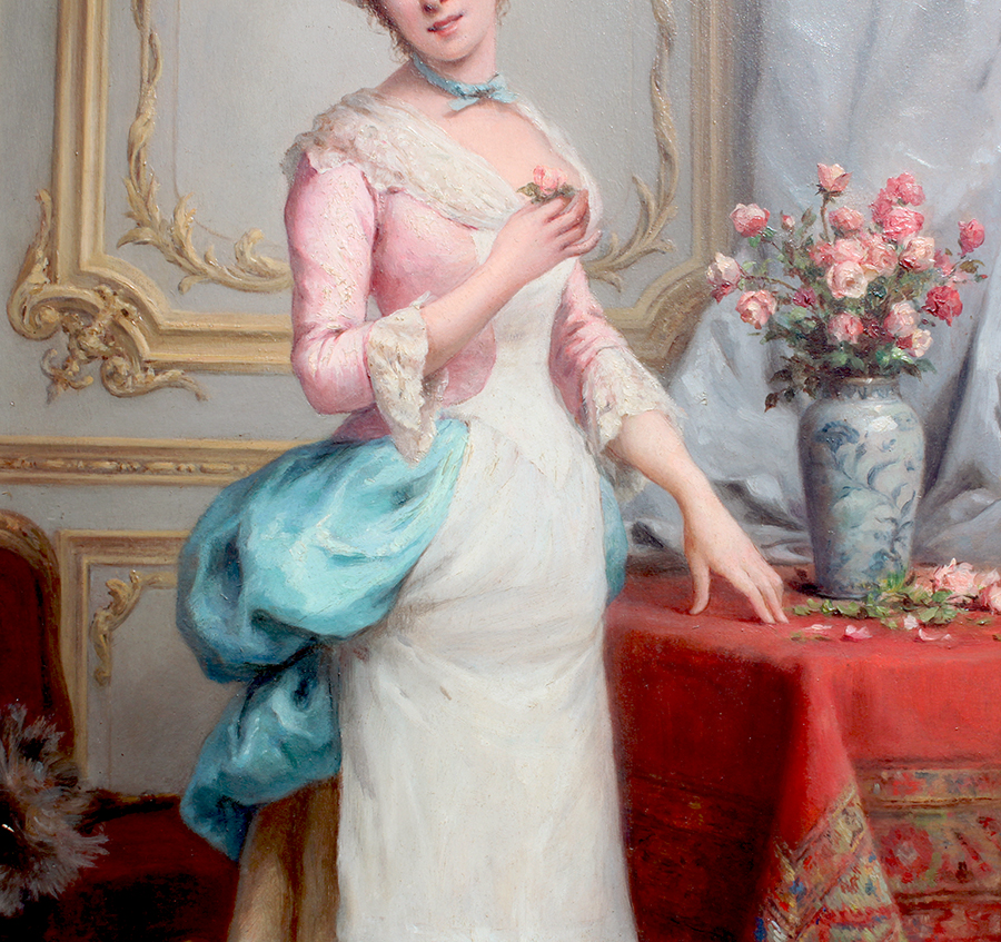 A Very Fine French 19th Century Oil on Board Titled "Summer Roses" by ...