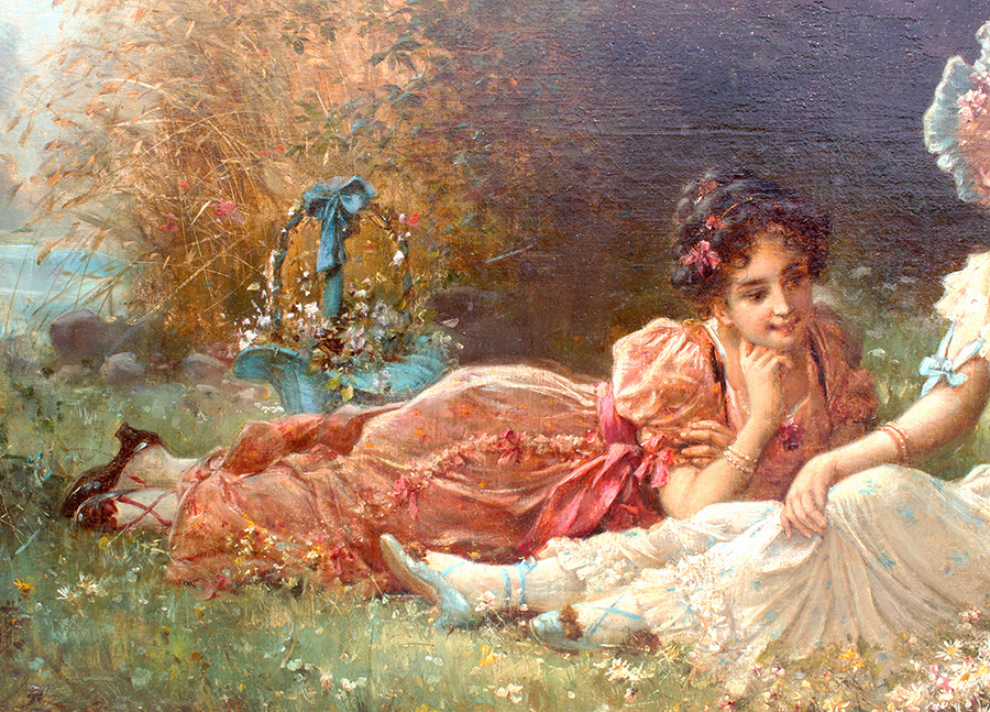 Hans Zatzka (Austrian, 1859-1945) A Very Fine and Charming Oil on ...