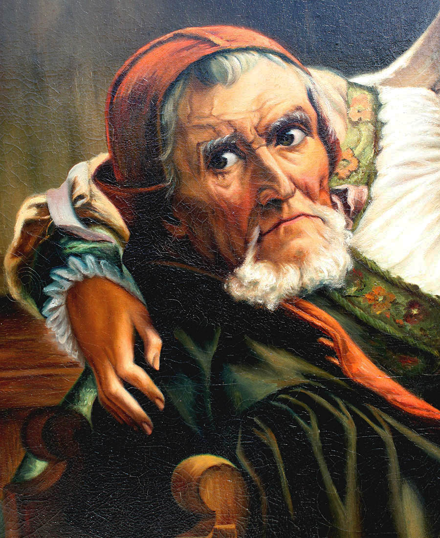 A Large Continental Oil on Canvas "The Prohibited Reading " after Karel ...