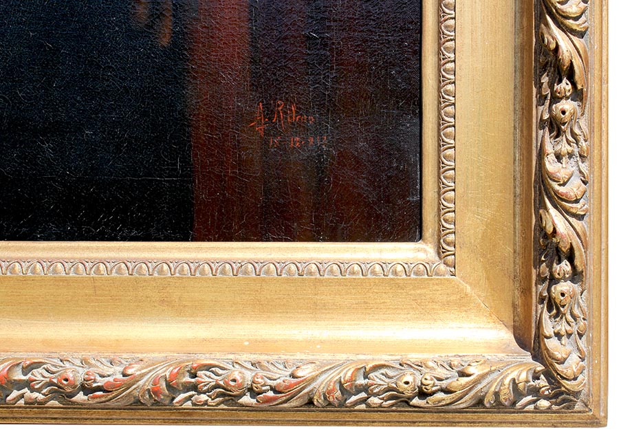 A Large Continental Oil on Canvas "The Prohibited Reading " after Karel ...