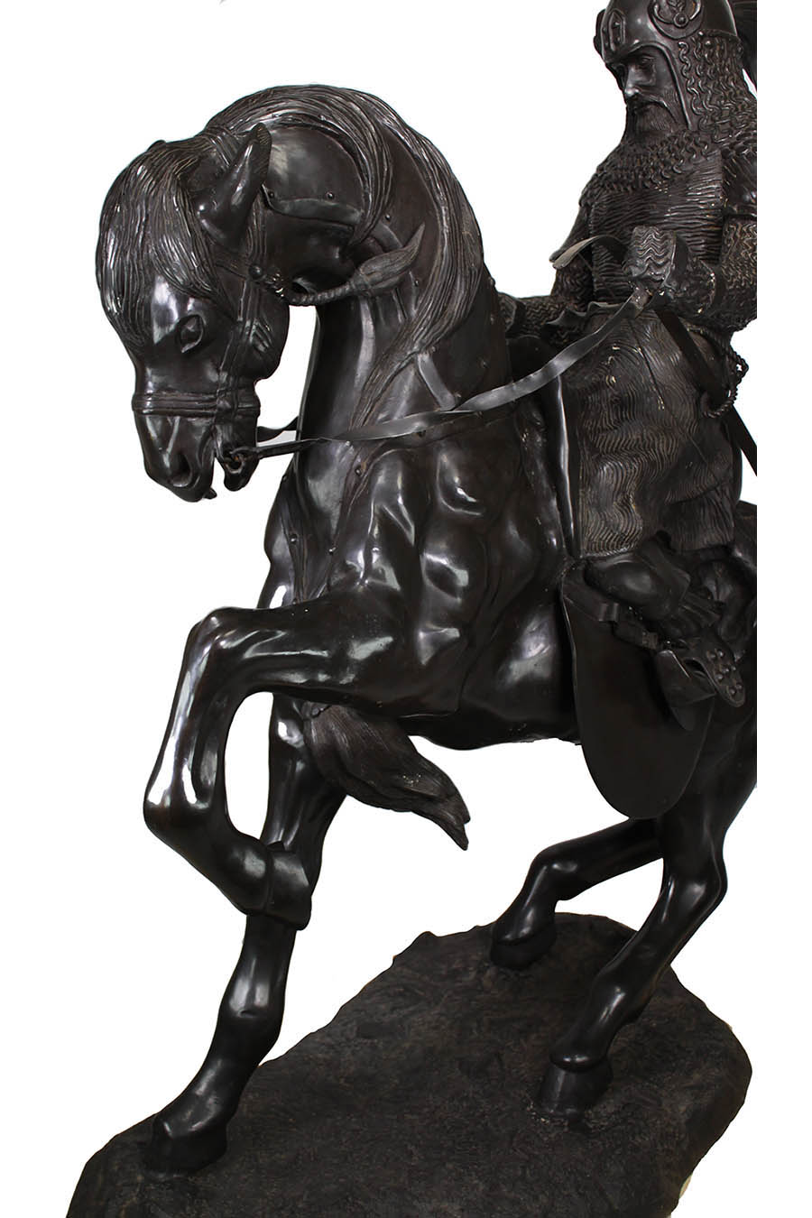 A Monumental Equestrian Patinated Bronze Group Sculpture of "Tartar ...