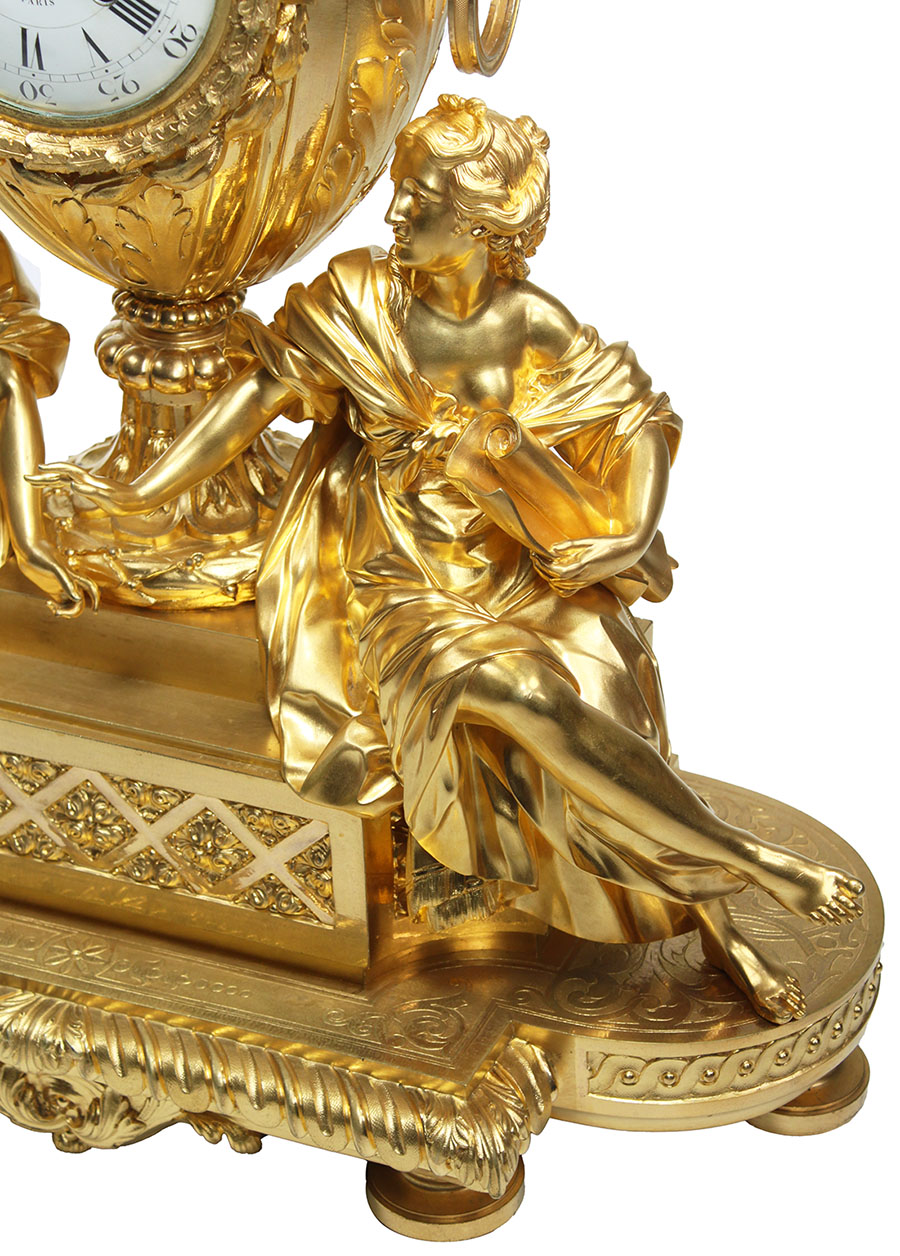 A Very Fine French 19th Century Gilt-Bronze Figural Mantel Clock ...